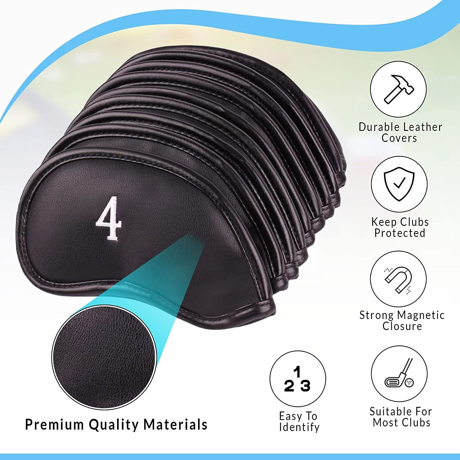 Premium Magnetic Leather Iron and Wedge Golf Club Head Covers– All Teed Up